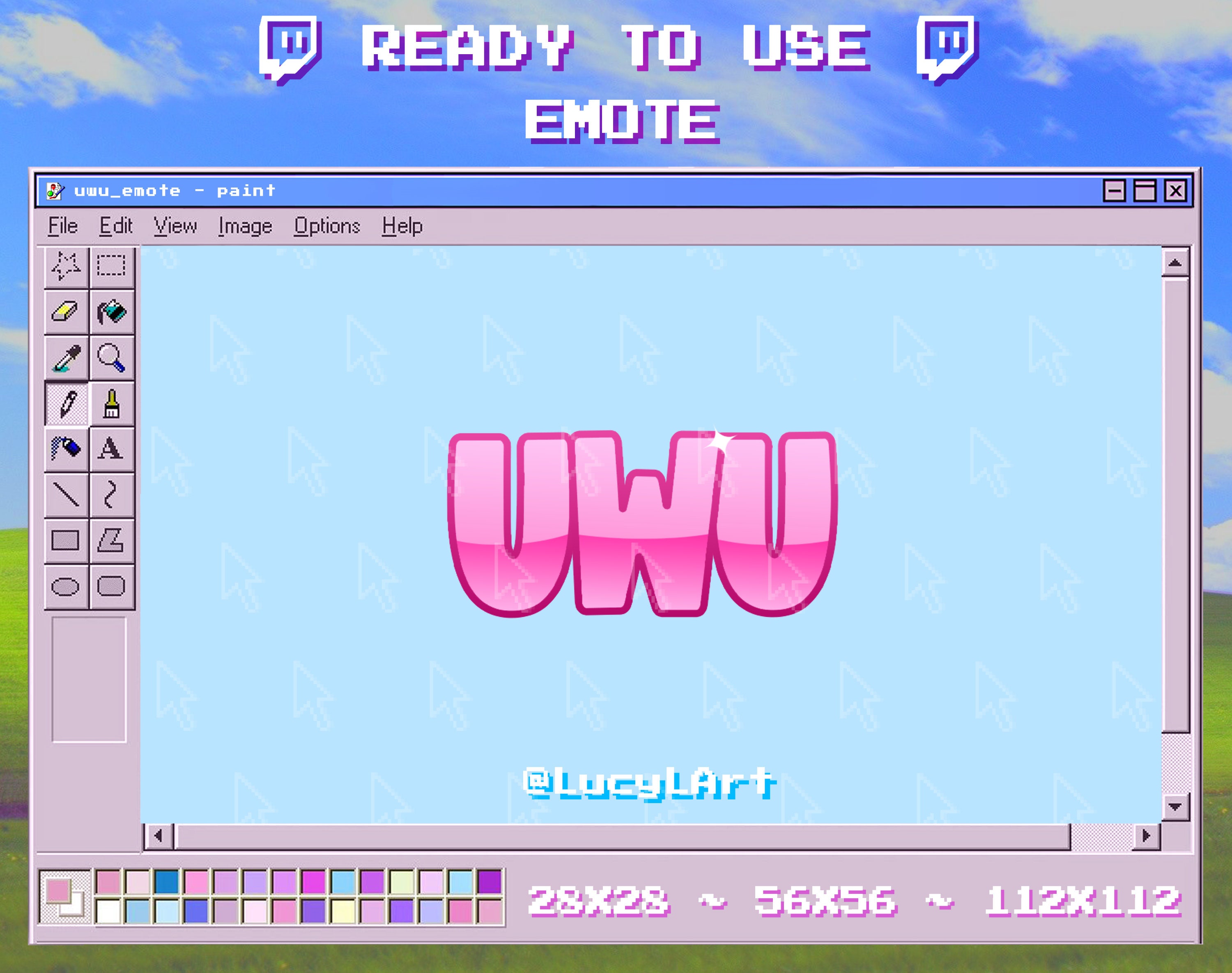 Stationery Cute Emote UWU EMOTE- Pink Emote Text Emote Twitch Emote ...