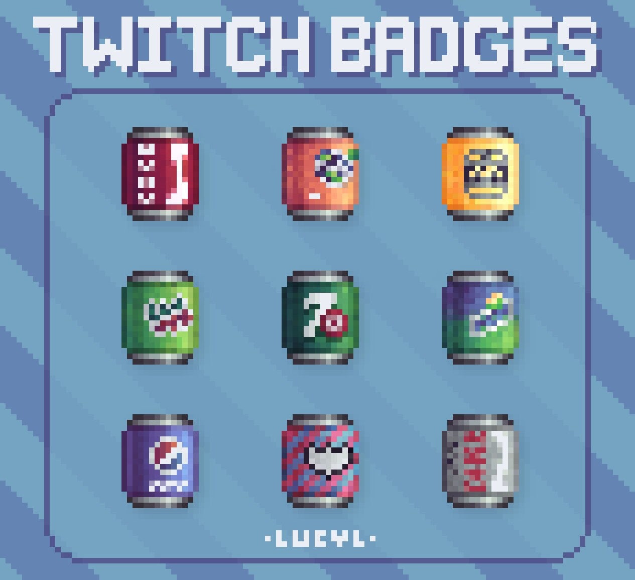 9x Twitch Sub Badges / Bit Badges/ Emote - Pixel Art Cans / Streamer ...