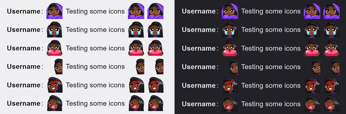 Black Hair, Dark Skin SET 1 Twitch Emote / Streamer / Heart / Rage ...