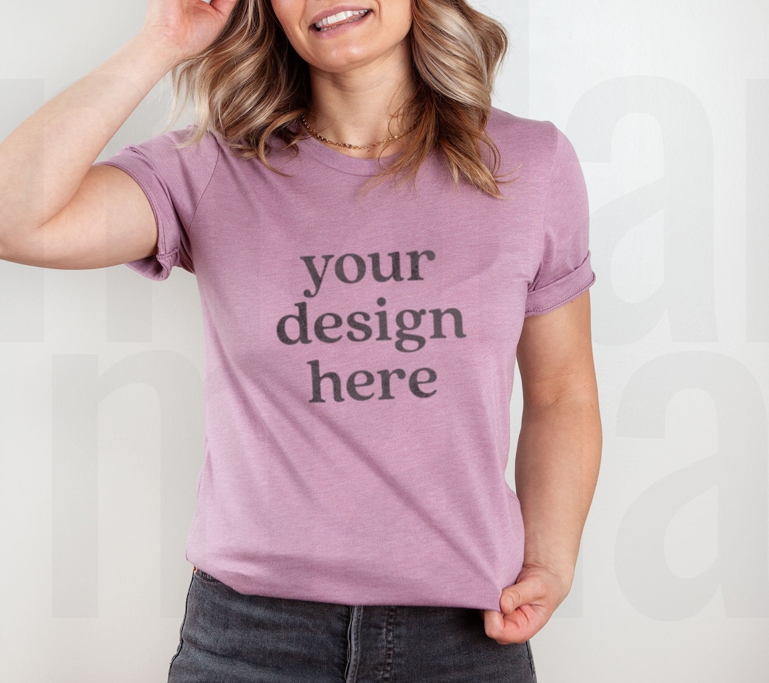 Bella Canvas Heather Orchid Mockup, Bella Canvas 3001 Mockup, Spring ...