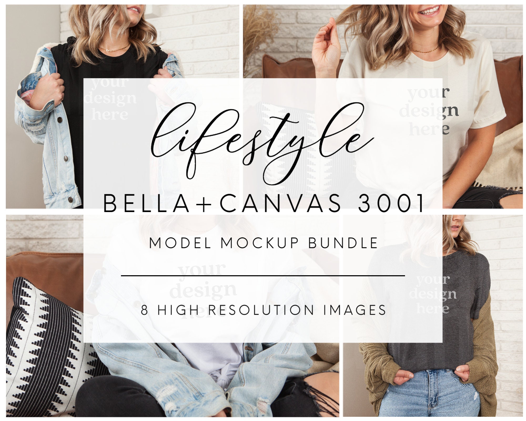 Mockup Bundle, Bella Canvas 3001 Mockup, Model Mockup, Lifestyle ...