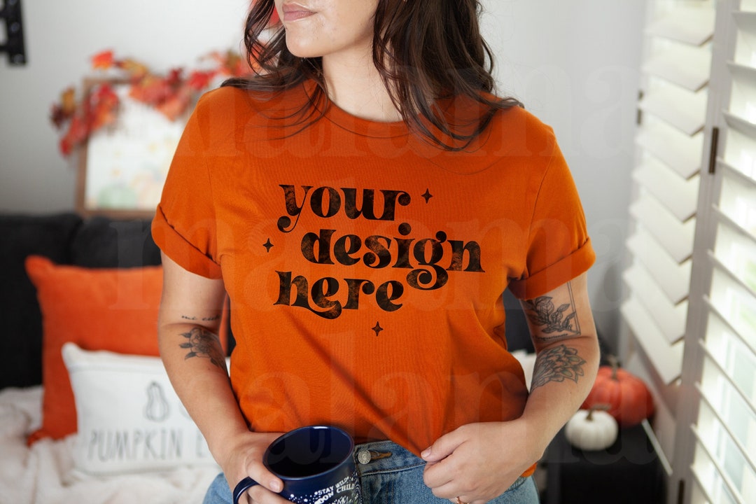 Autumn Bella Canvas 3001 Mockup, Halloween Mockup, Fall Model Mockup ...