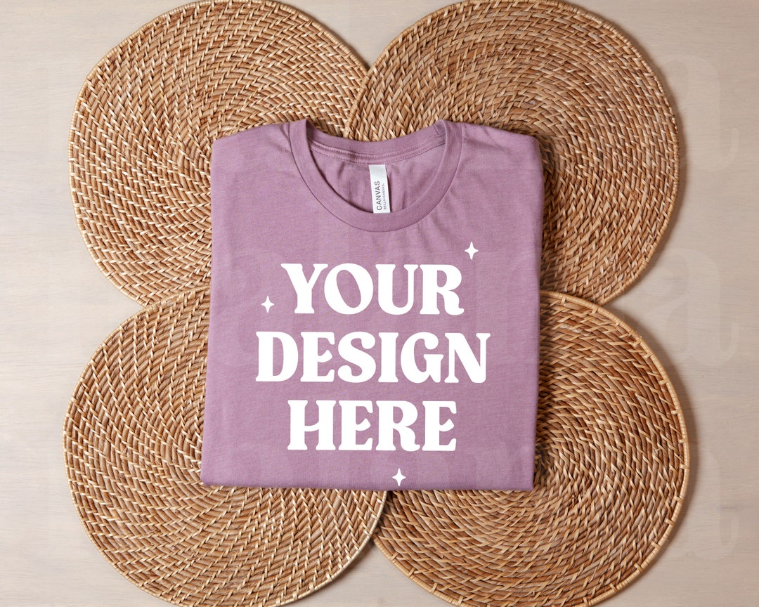 Bella Canvas Heather Orchid Mockup, Bella Canvas 3001 Mockup, Cute Flat ...