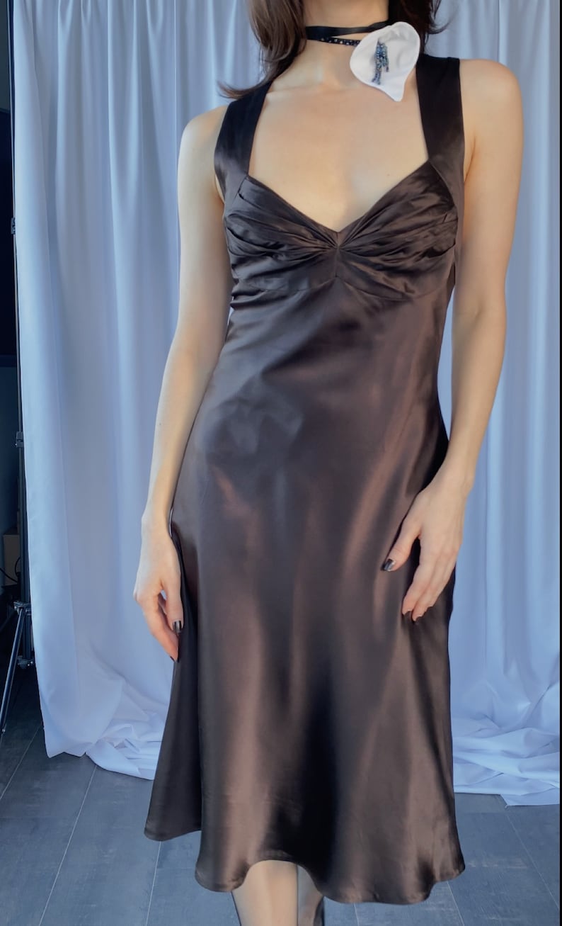 2000s Vintage CALVIN KLEIN Bustier Silk Dress S/M Size, Early 00s ...