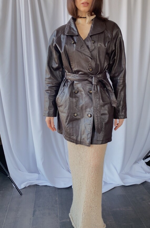 1980s vintage Medium genuine grain leather domain sle… - Gem