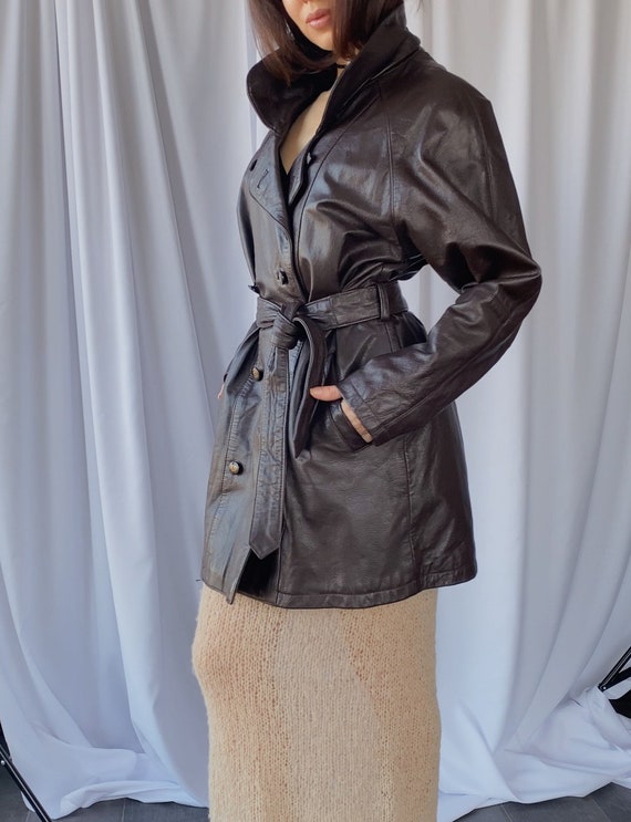 1980s vintage Medium genuine grain leather domain sle… - Gem