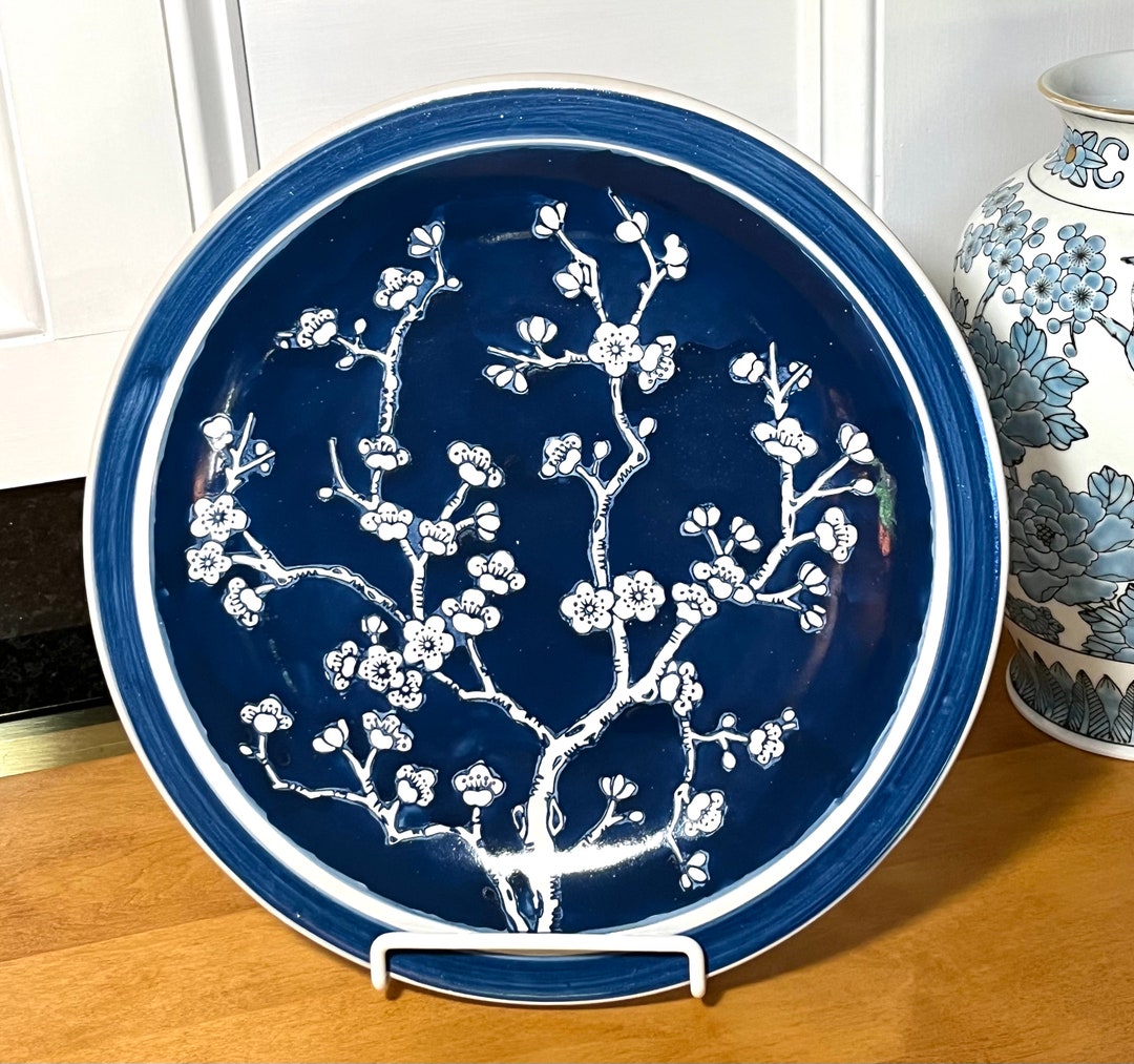 Large Chinoiserie Blue and White Decorative Plate - Etsy