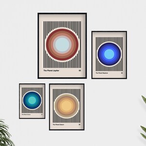 Planets Poster Set of 4 Gas Giants Bauhaus Living Room Art Space Poster ...