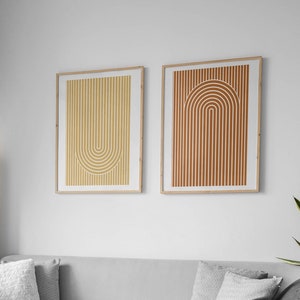 Mid Century Rainbow Prints Set of 2, Abstract Rainbow Printable Wall ...