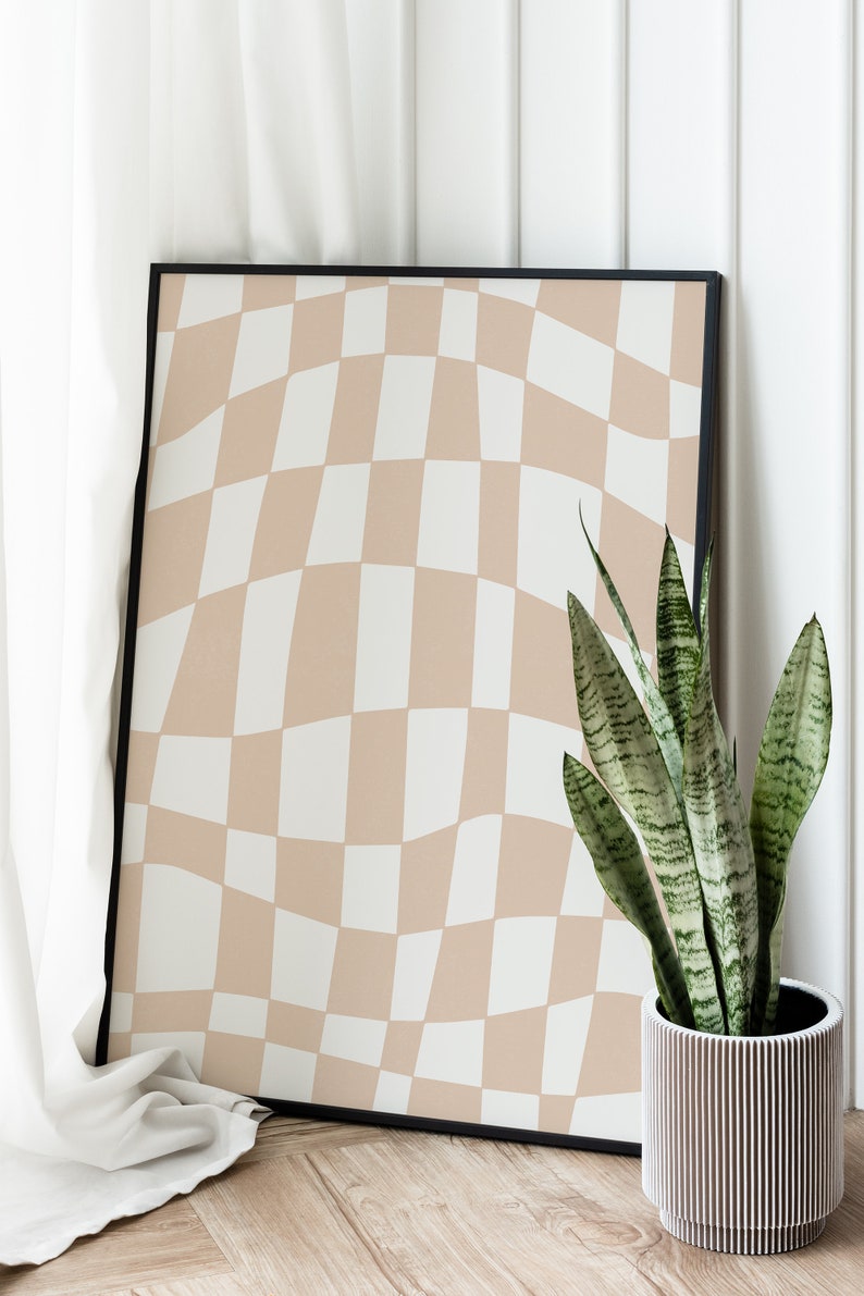 Checkered Wall Art Downloadable Retro Print Checkerboard Art - Etsy
