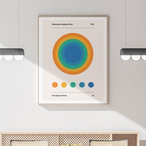 Mid Century Modern Yellowstone Poster Abstract Printable Wall Art ...