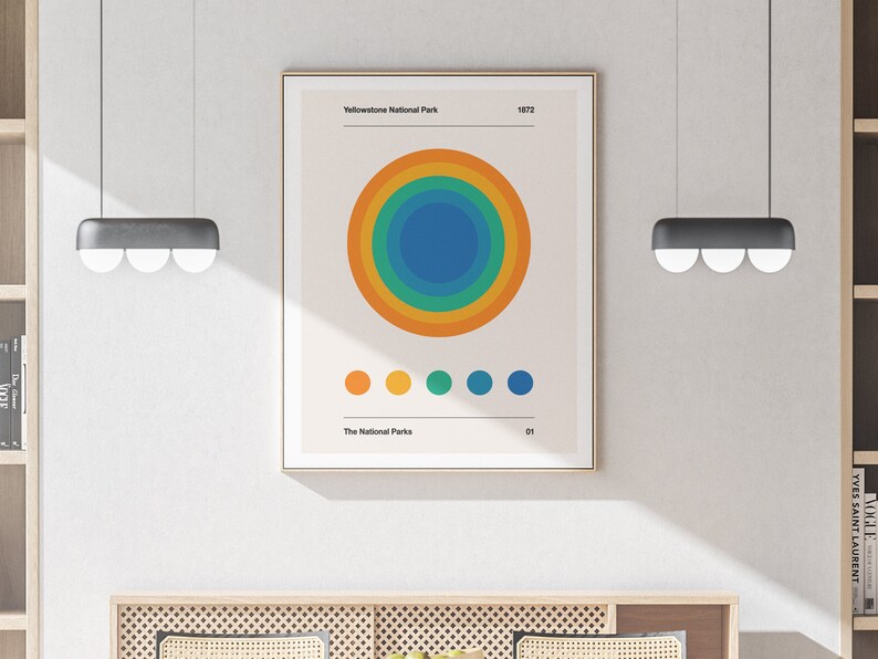 Mid Century Modern Yellowstone Poster Abstract Printable Wall Art ...