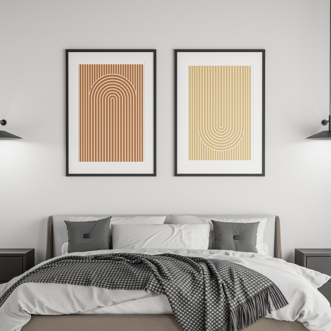 Mid Century Rainbow Prints Set of 2, Abstract Rainbow Printable Wall ...