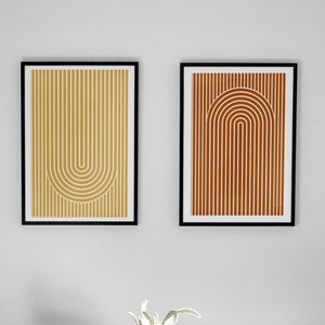 Mid Century Rainbow Prints Set of 2, Abstract Rainbow Printable Wall ...