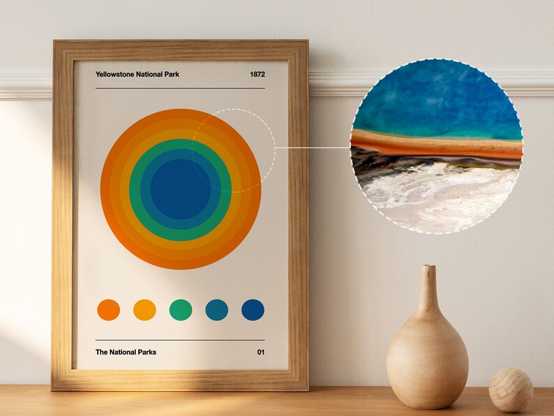 Mid Century Modern Yellowstone Poster Abstract Printable Wall Art ...