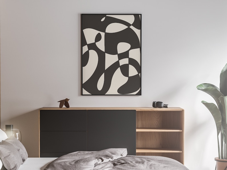 Abstract Printable Wall Art Black and White Modern Aesthetic - Etsy