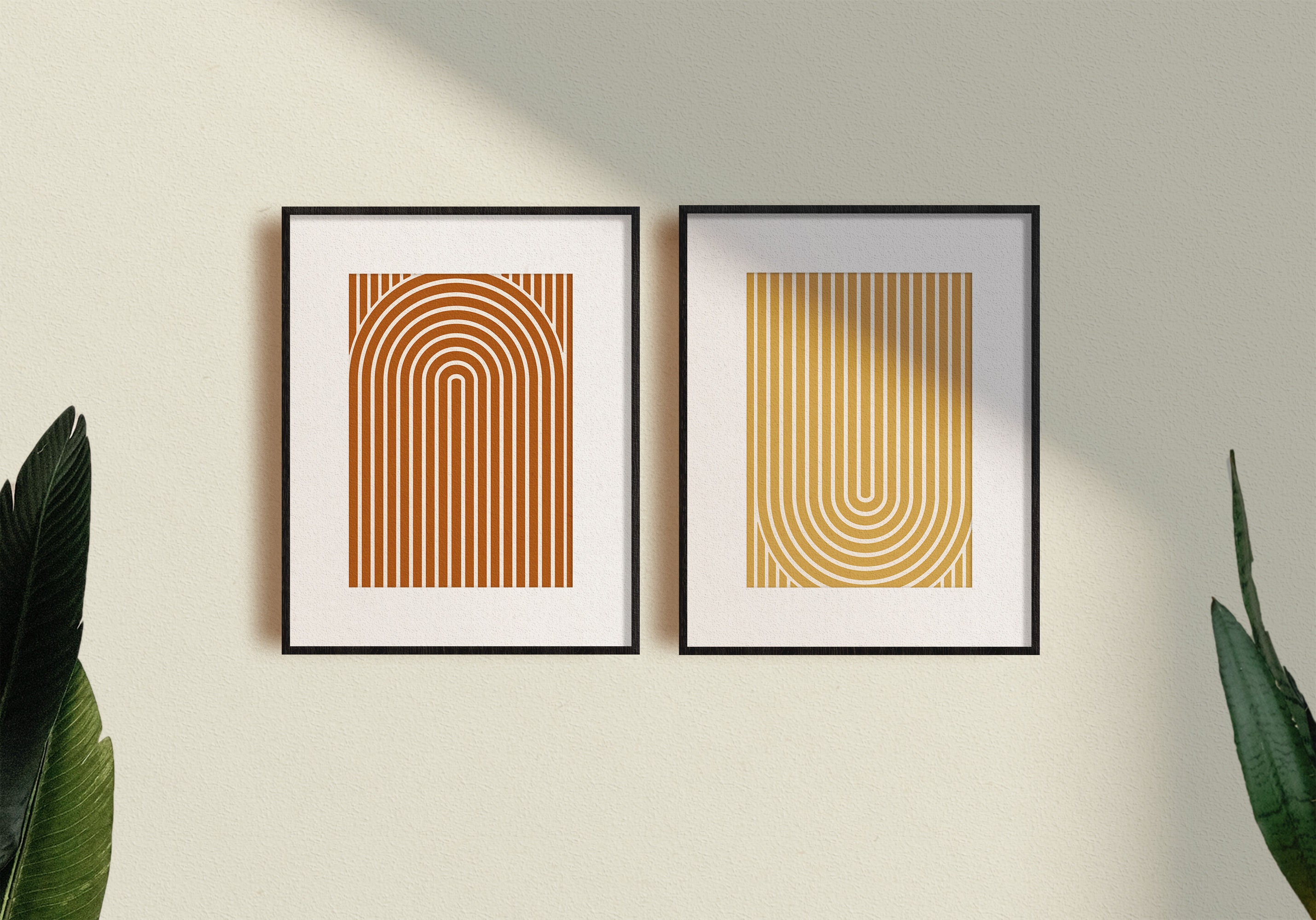 Mid-Century Rainbow Prints Set of 2 Abstract Rainbow | Etsy