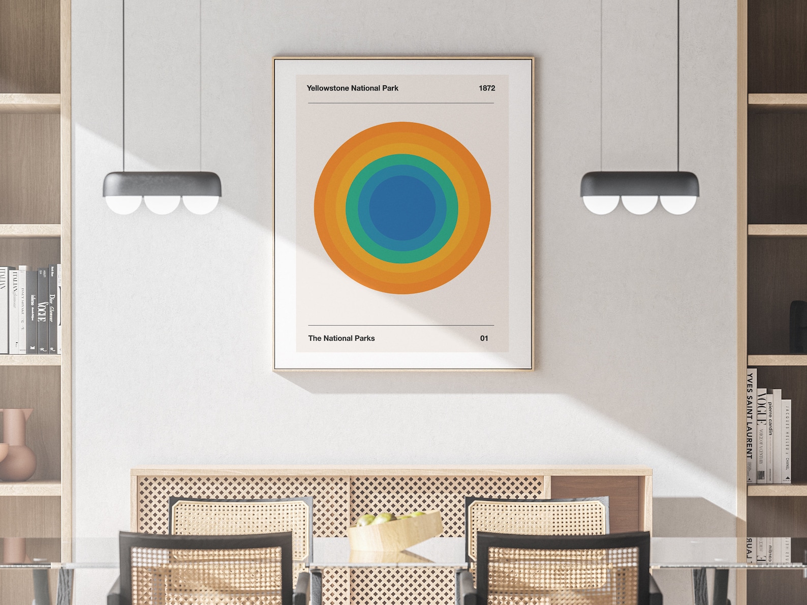 Mid Century Modern Yellowstone Poster, Downloadable Art Prints, Modern ...