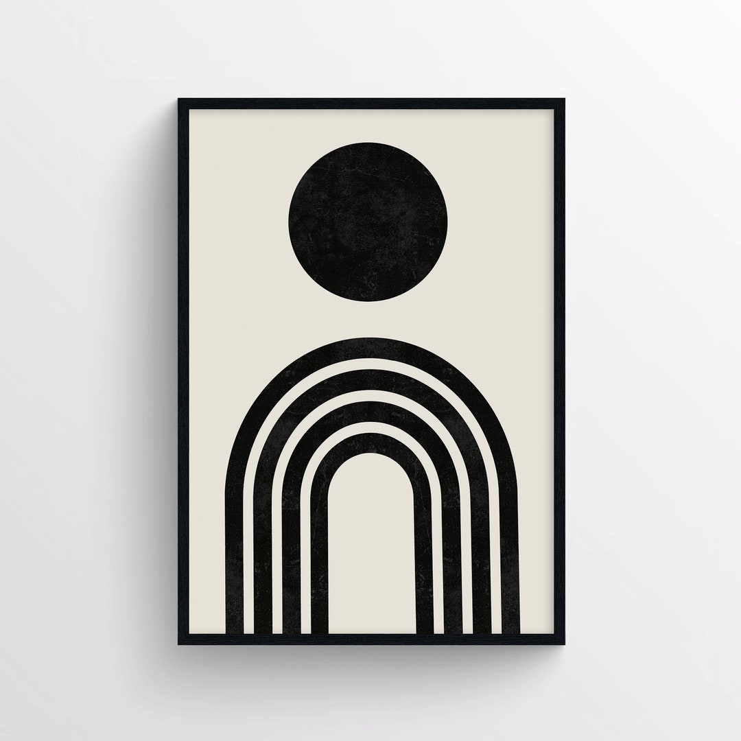 Black White Rainbow Print, Boho Print, Line Art, Poster Print, Abstract ...