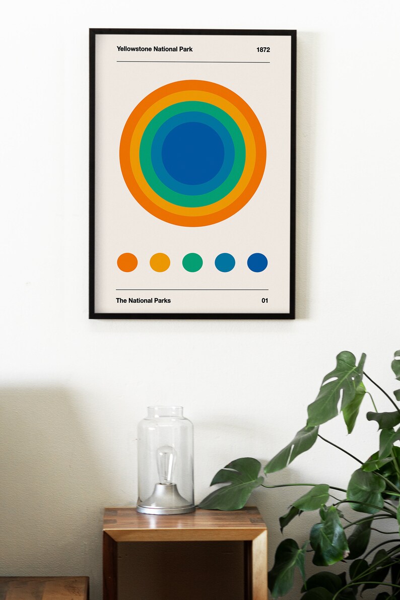 Mid Century Modern Yellowstone Poster Abstract Printable Wall Art ...