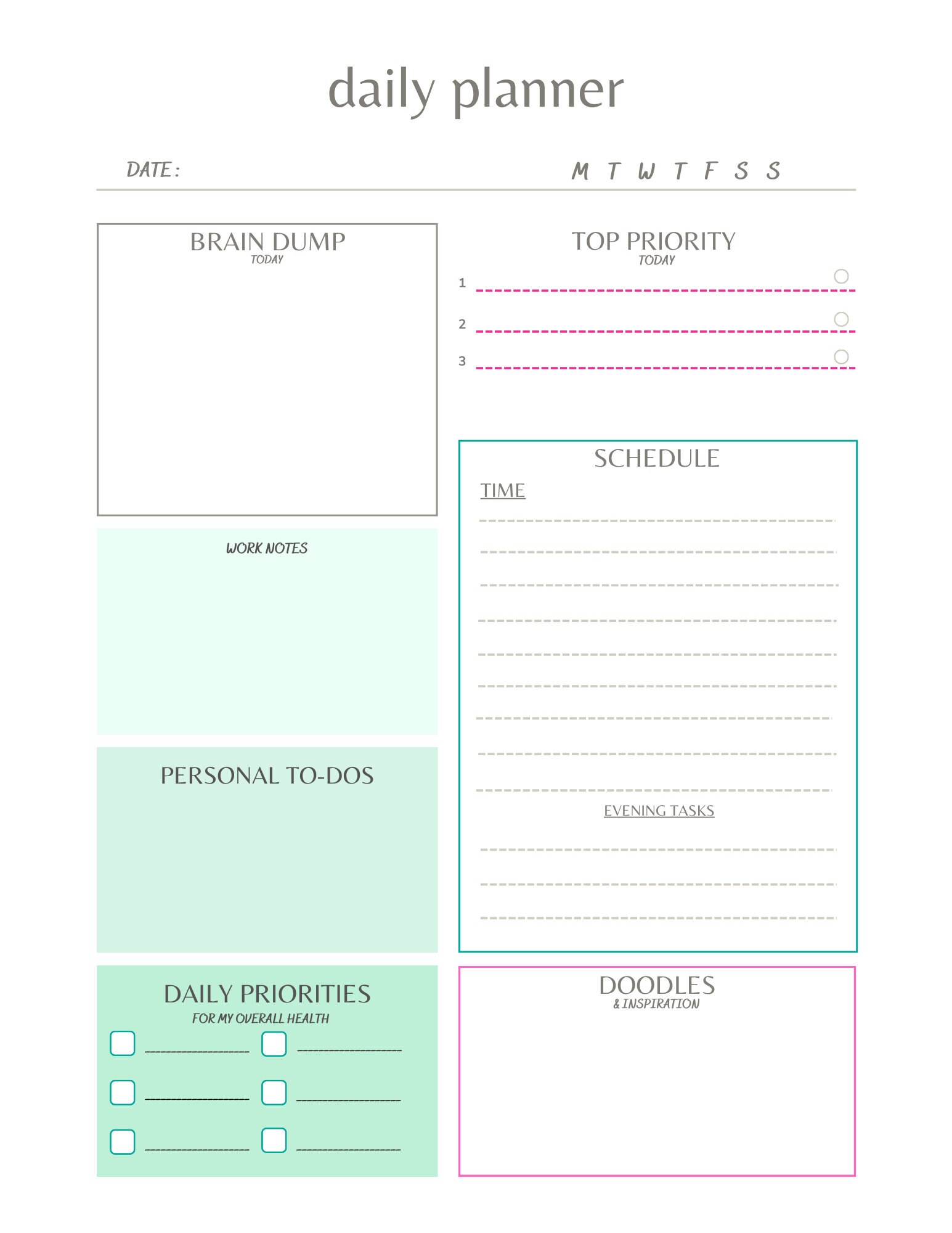 Printable Daily Planner Digital Download Daily Task Tracker - Etsy