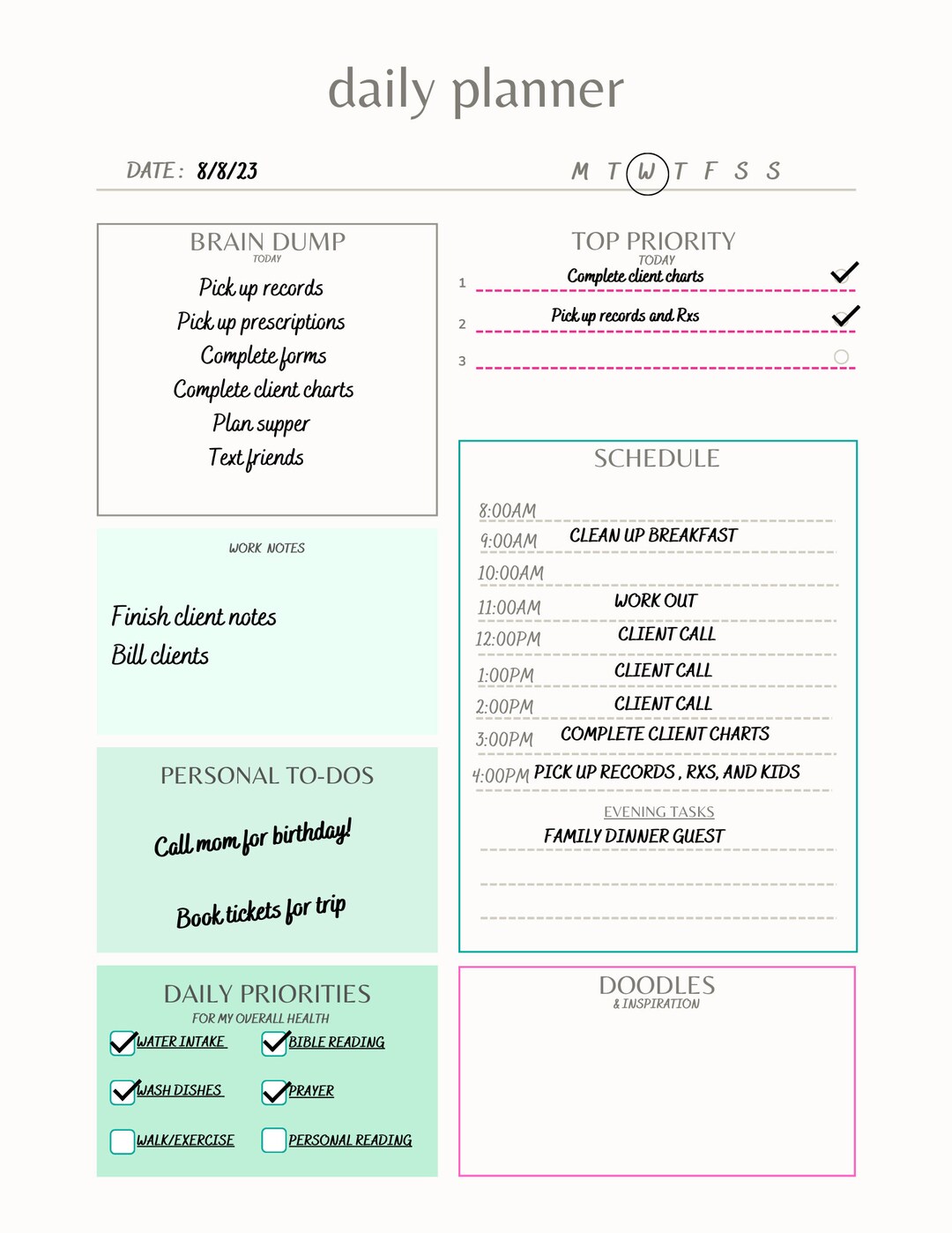 Printable Daily Planner Digital Download Daily Task Tracker - Etsy