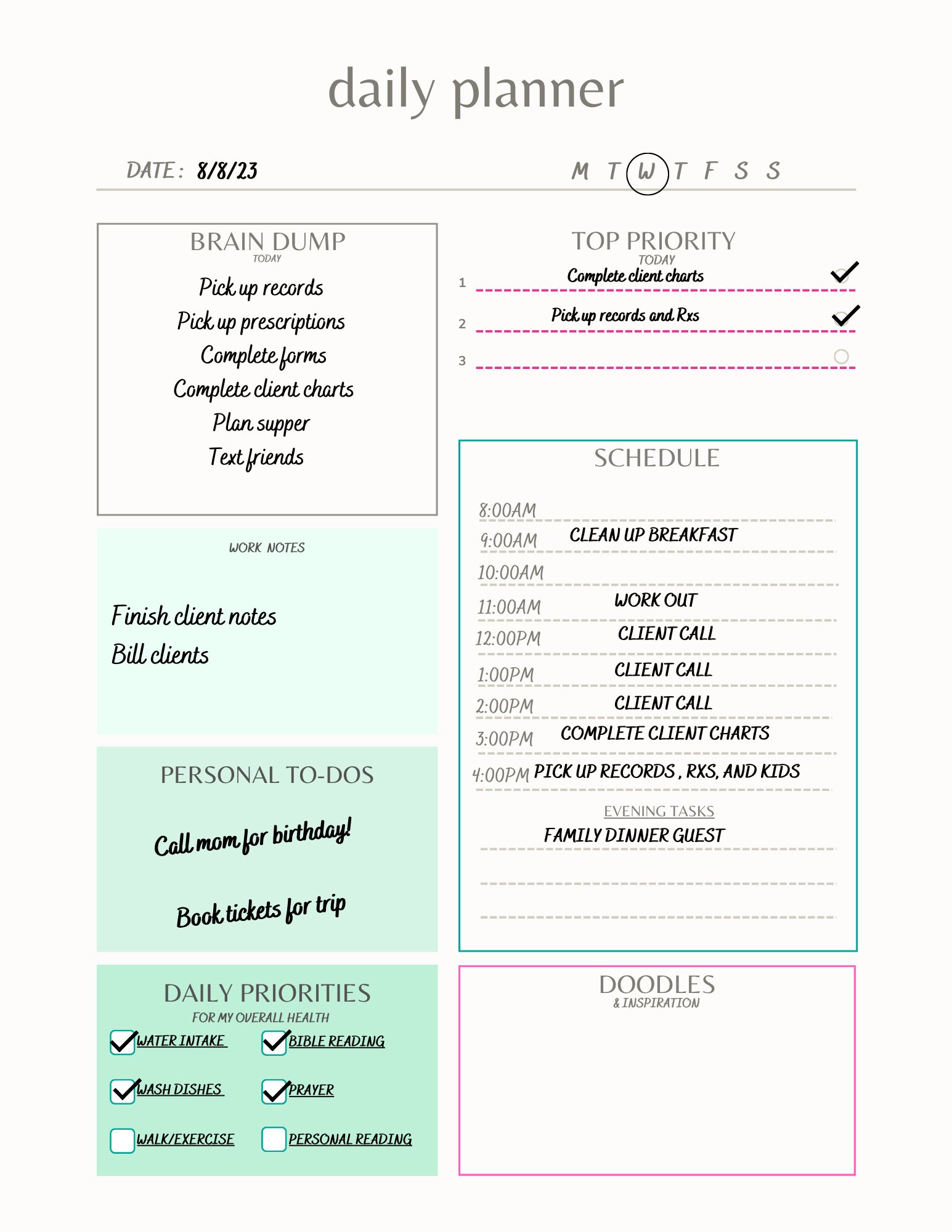 Printable Daily Planner Digital Download Daily Task Tracker - Etsy
