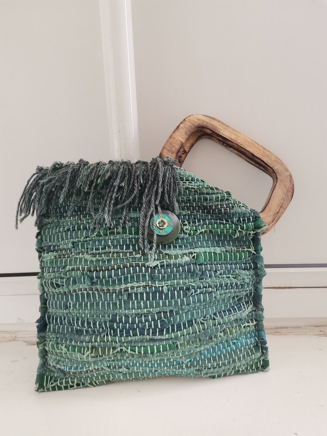 Unique Green Leather Handmade Bag, Unique Leather Handbag With an ...