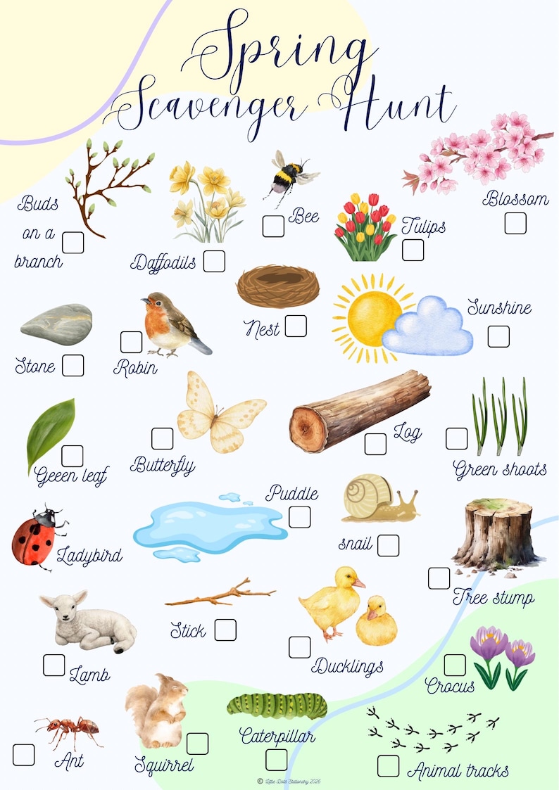 Spring Scavenger Hunt Printable for Kids – Nature Walk Checklist for ...