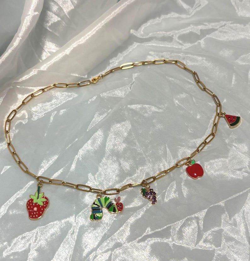 The Very Hungry Caterpillar Fruit Charm Necklace – 18K Gold Plated ...