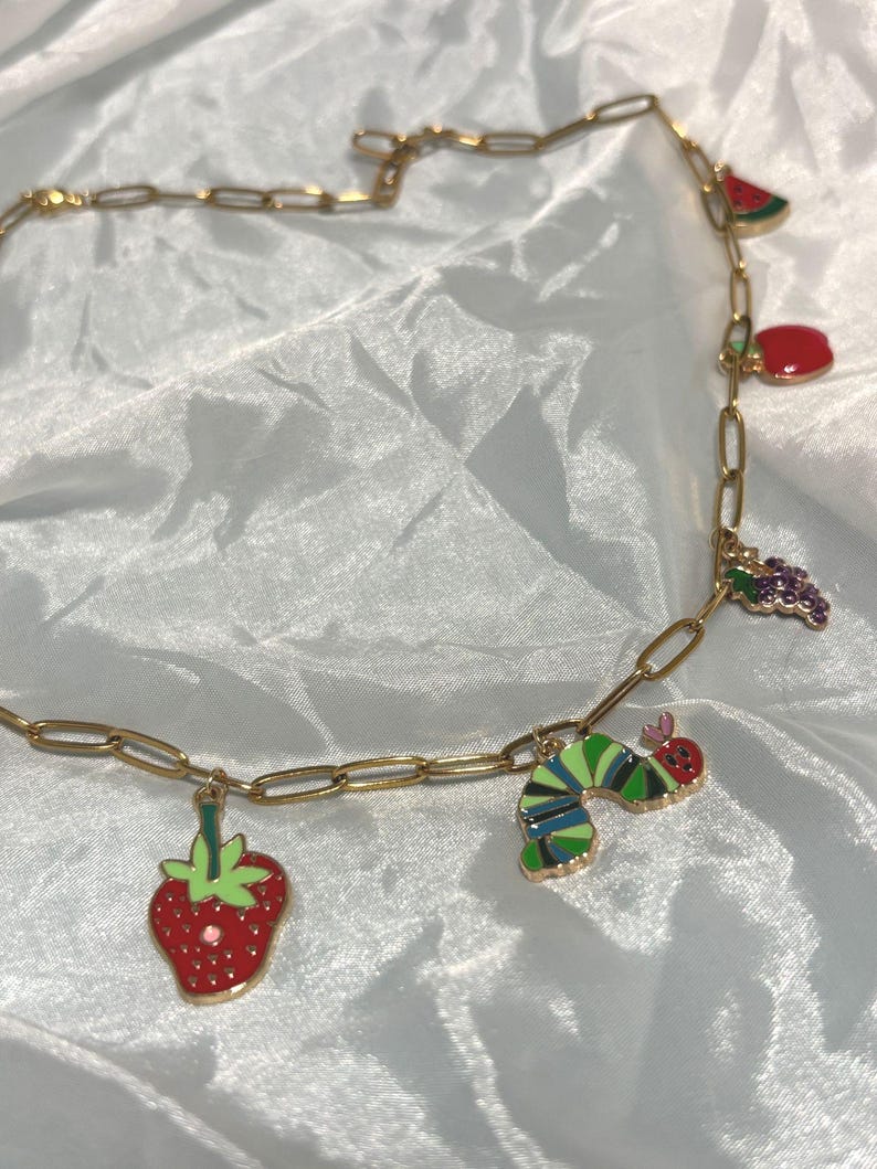 The Very Hungry Caterpillar Fruit Charm Necklace – 18K Gold Plated ...