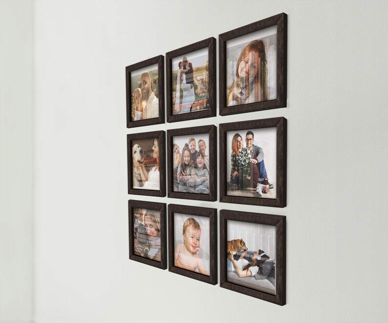 Square Photo Frames Set of 9 Piece Modern Gallery Wall Set Wooden ...