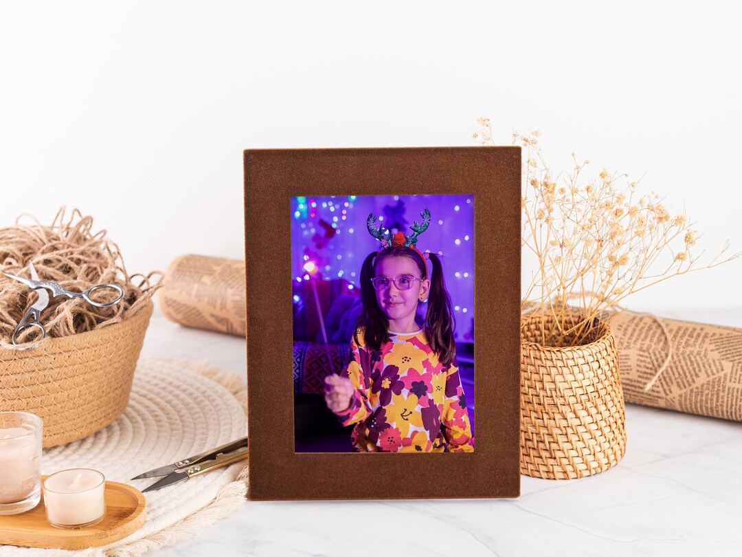 Unique Brown Velvet Photo Frame Custom Velvet Fabric Picture Frame Wall ...