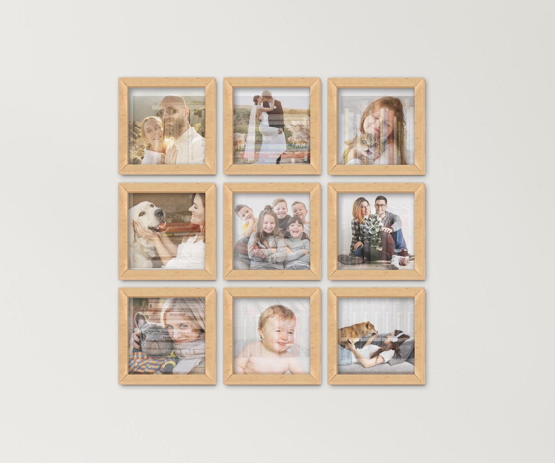 Square Photo Frames Set of 9 Piece Modern Gallery Wall Set Wooden ...