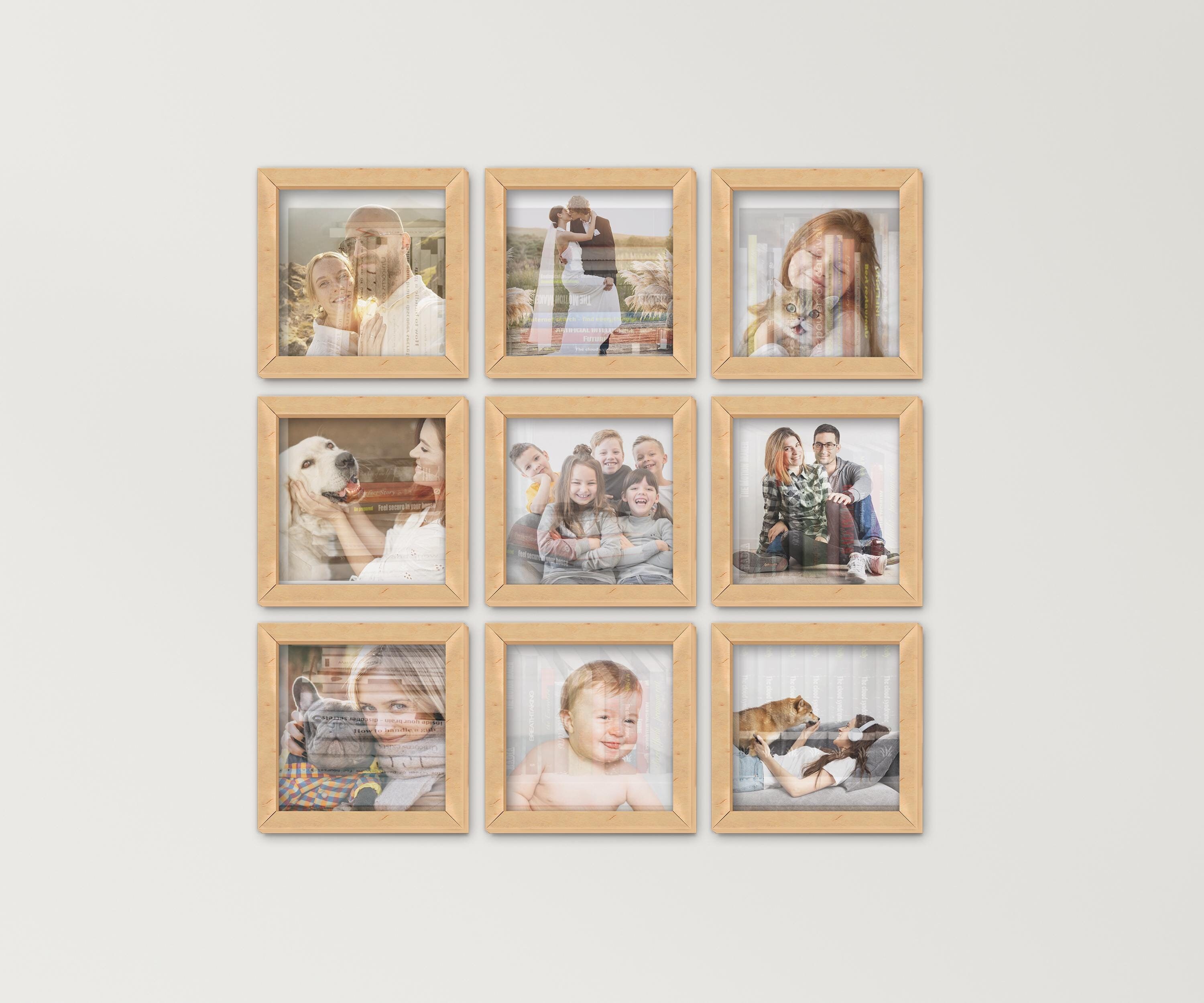Square Photo Frames Set of 9 Piece Modern Gallery Wall Set Wooden ...