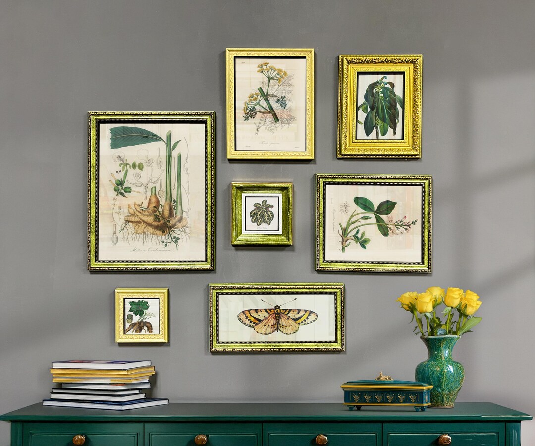 Vintage Picture Frame Set - Wooden & Gold Frames for Gallery Wall Display, Custom Home Decor ...