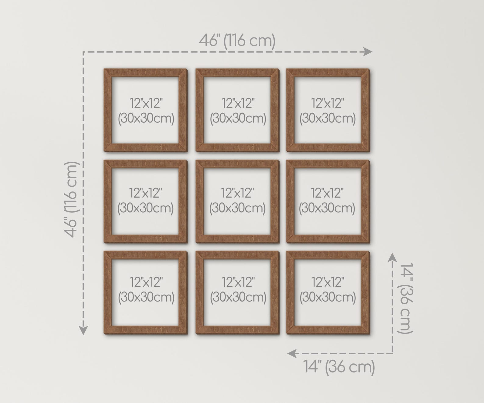 Square Photo Frames Set of 9 Piece Modern Gallery Wall Set Wooden ...
