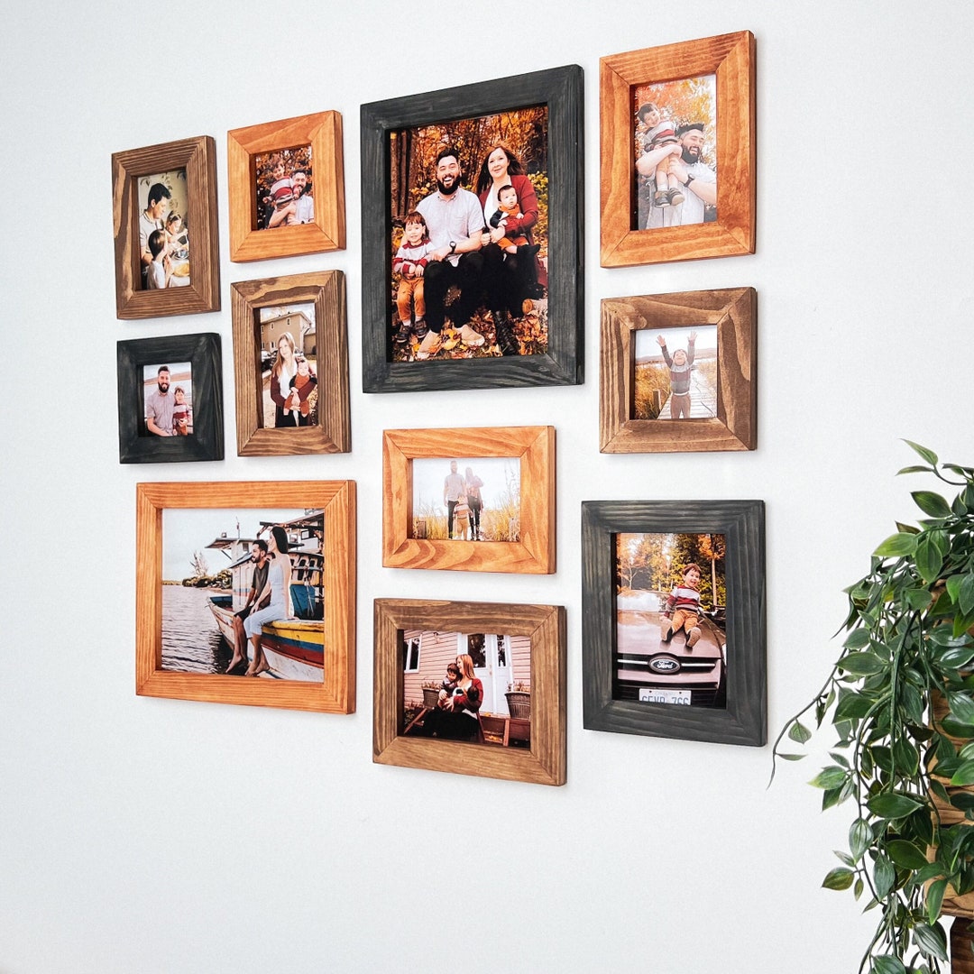 Wall Mounted Wooden Picture Frame Set 11 Pieces Home Decor Gallery ...