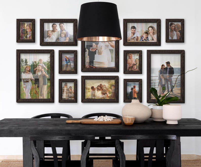 Custom Photo Frame Collage Wall Mounted Wood Picture Frame Set New Home ...