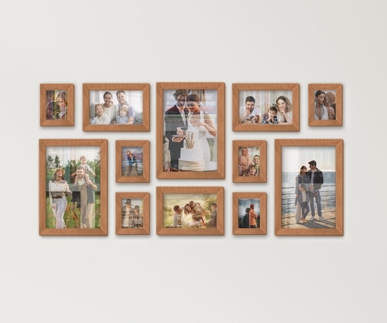 Custom Photo Frame Collage Wall Mounted Wood Picture Frame Set New Home ...