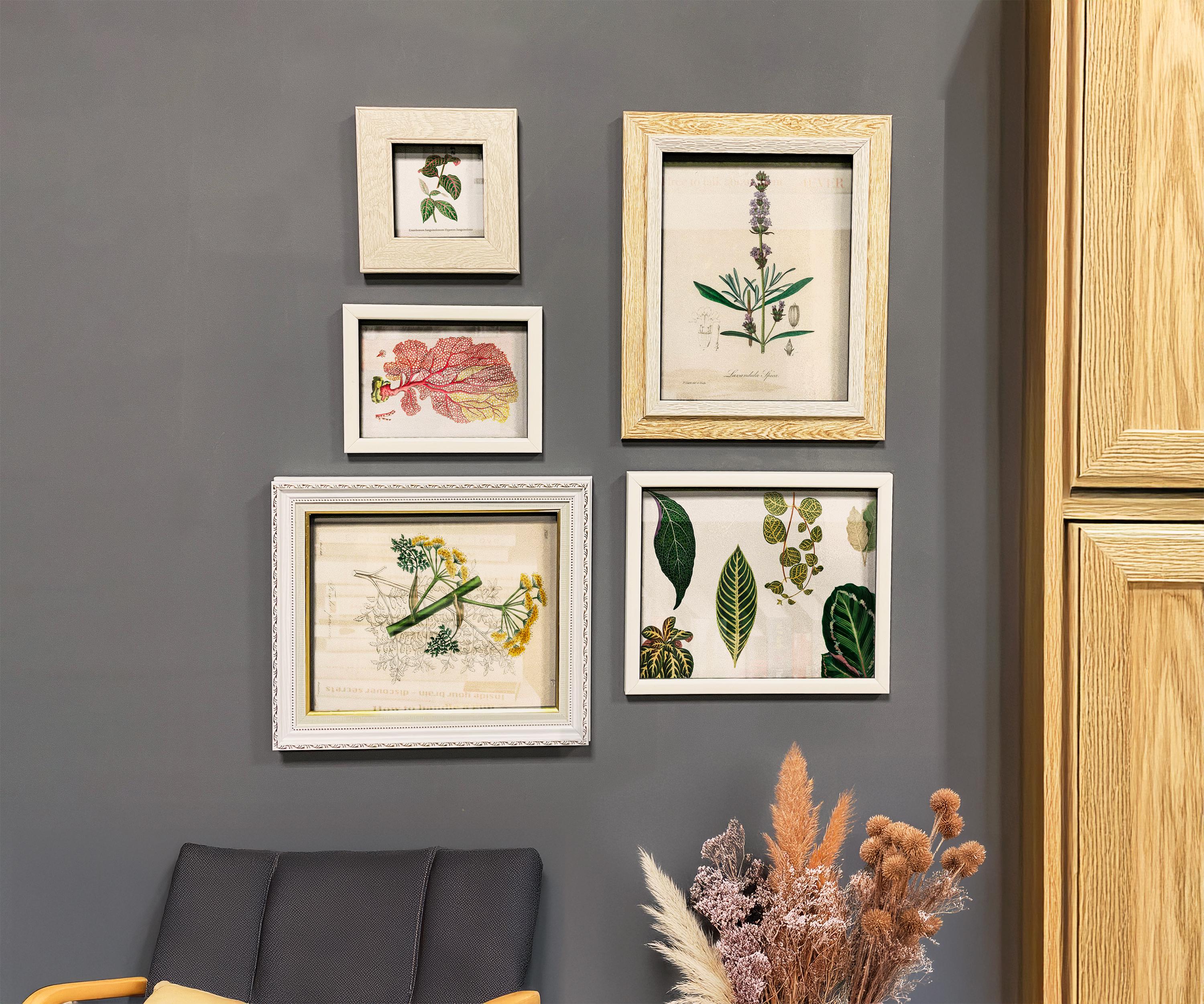 Vintage Picture Frame Set - Wooden & Gold Frames for Gallery Wall Display, Custom Home Decor ...