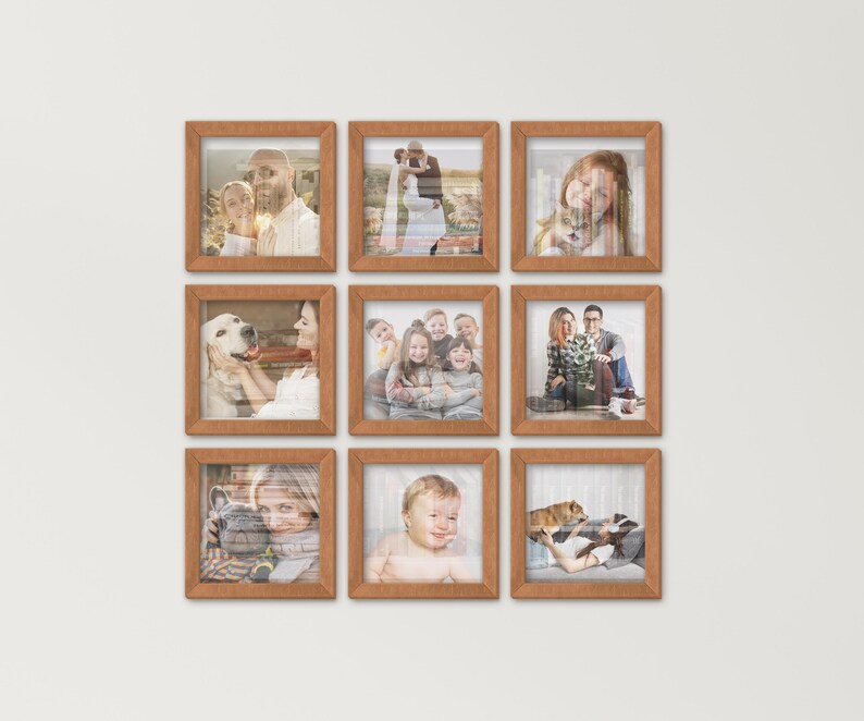 Square Photo Frames Set of 9 Piece Modern Gallery Wall Set Wooden ...