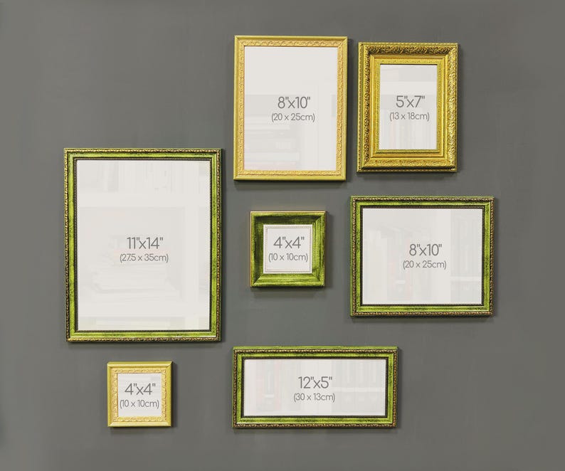Vintage Picture Frame Set - Wooden & Gold Frames for Gallery Wall Display, Custom Home Decor ...