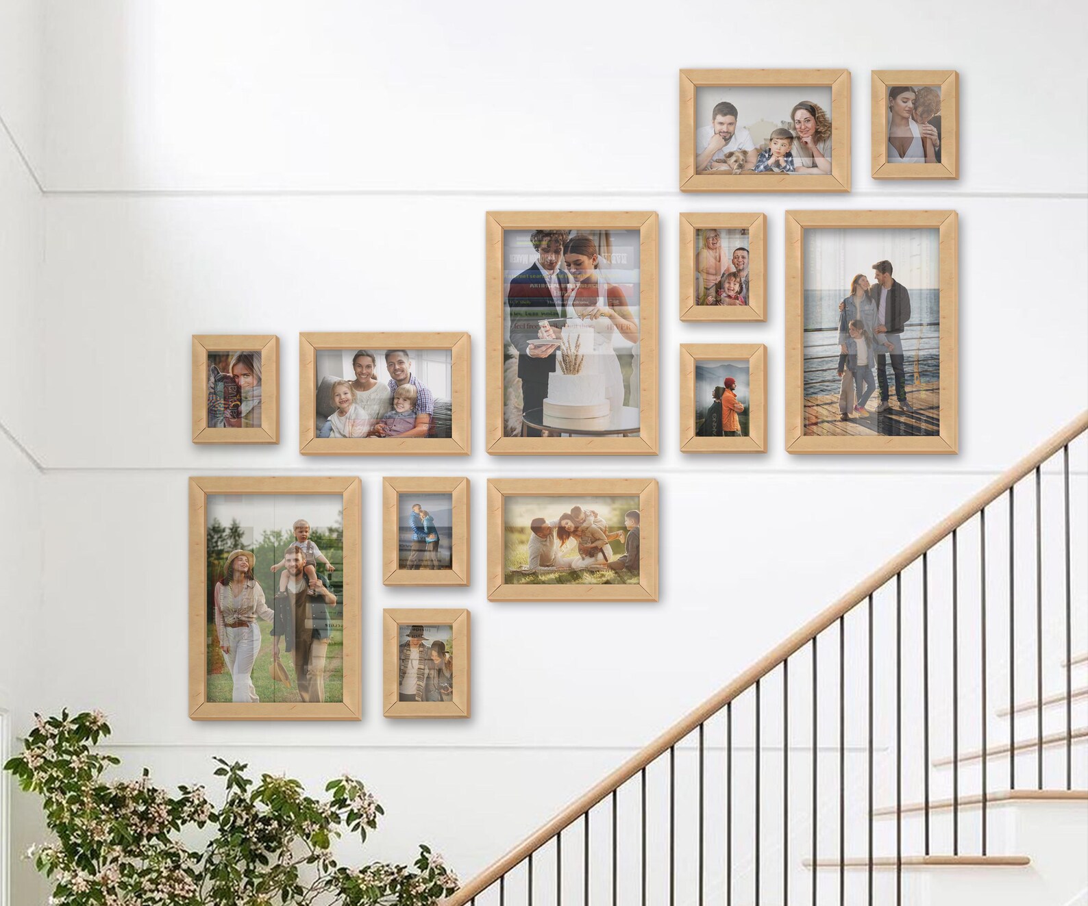 Wall Mounted Wood Picture Frame Set New Home Decor Gallery Custom Photo ...