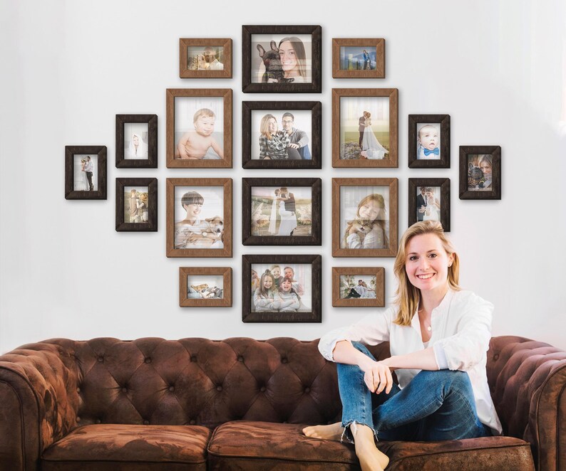 Custom Family Wall Gallery Photo Frames Collage Rustic Wooden Picture ...