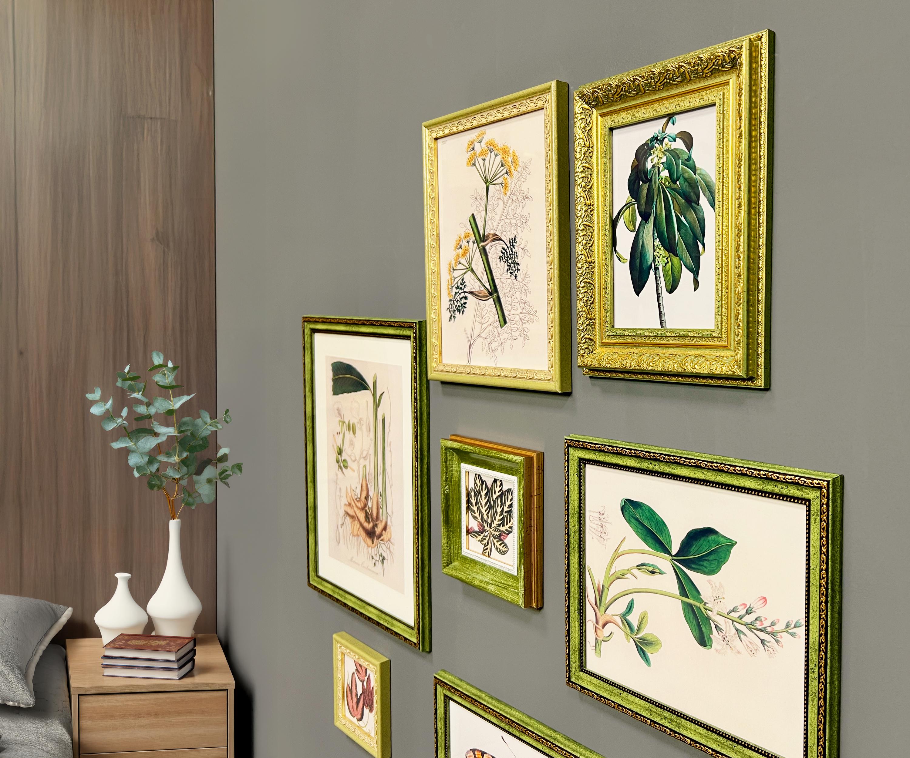 Vintage Picture Frame Set - Wooden & Gold Frames for Gallery Wall Display, Custom Home Decor ...