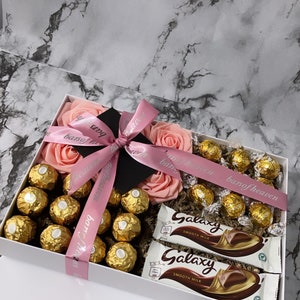 Luxury Chocolate & Rose Box Gift Wedding Hamper, Home Decor, Flower ...
