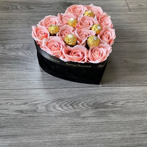 Premium Chocolate & Love Heart Rose Box Gift Flower Box, Rose Box ...