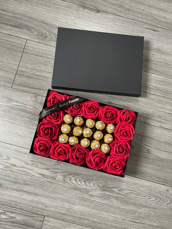 Luxury Chocolate & Rose Box Gift Hatbox Home Decor Flower | Etsy