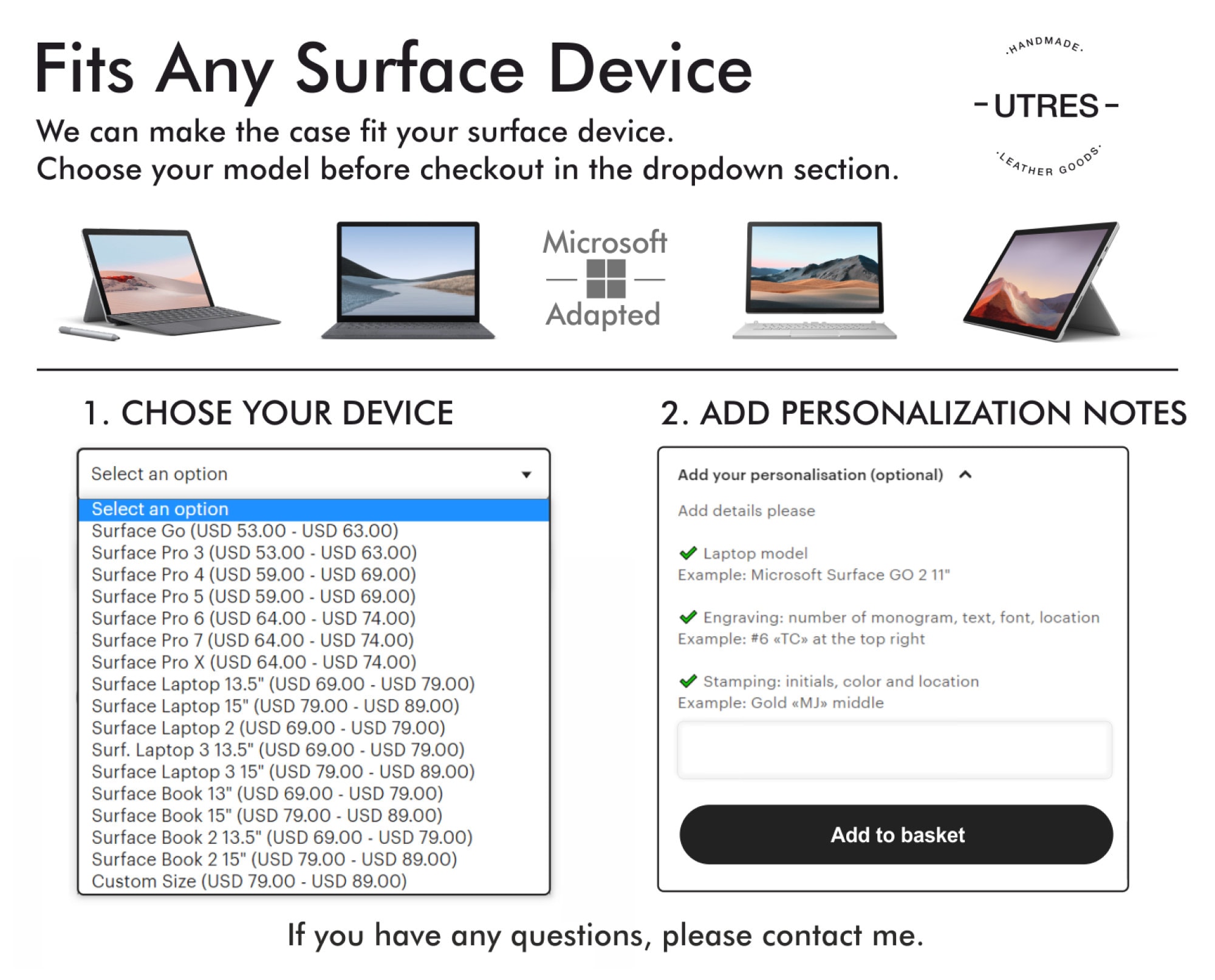 Surface Pro 6 Cover Microsoft Surface Pro Case Surface Go 2 | Etsy